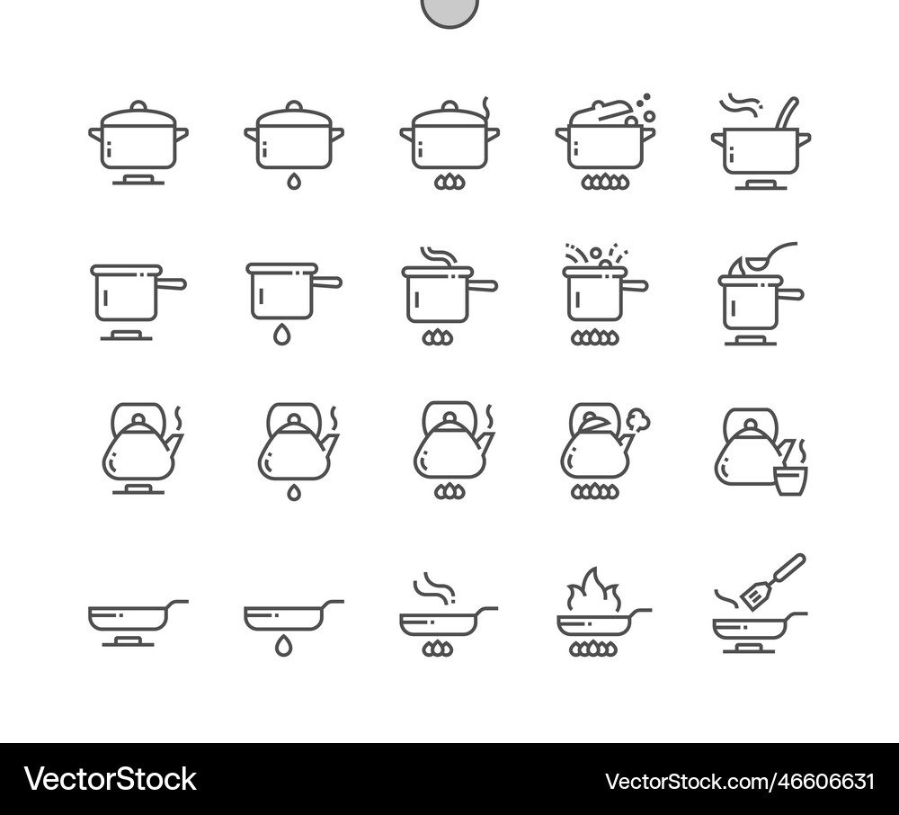 Cookware on stove or kitchen food menu Royalty Free Vector