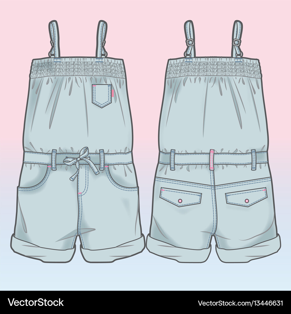 Front and back sides of an overall Royalty Free Vector Image