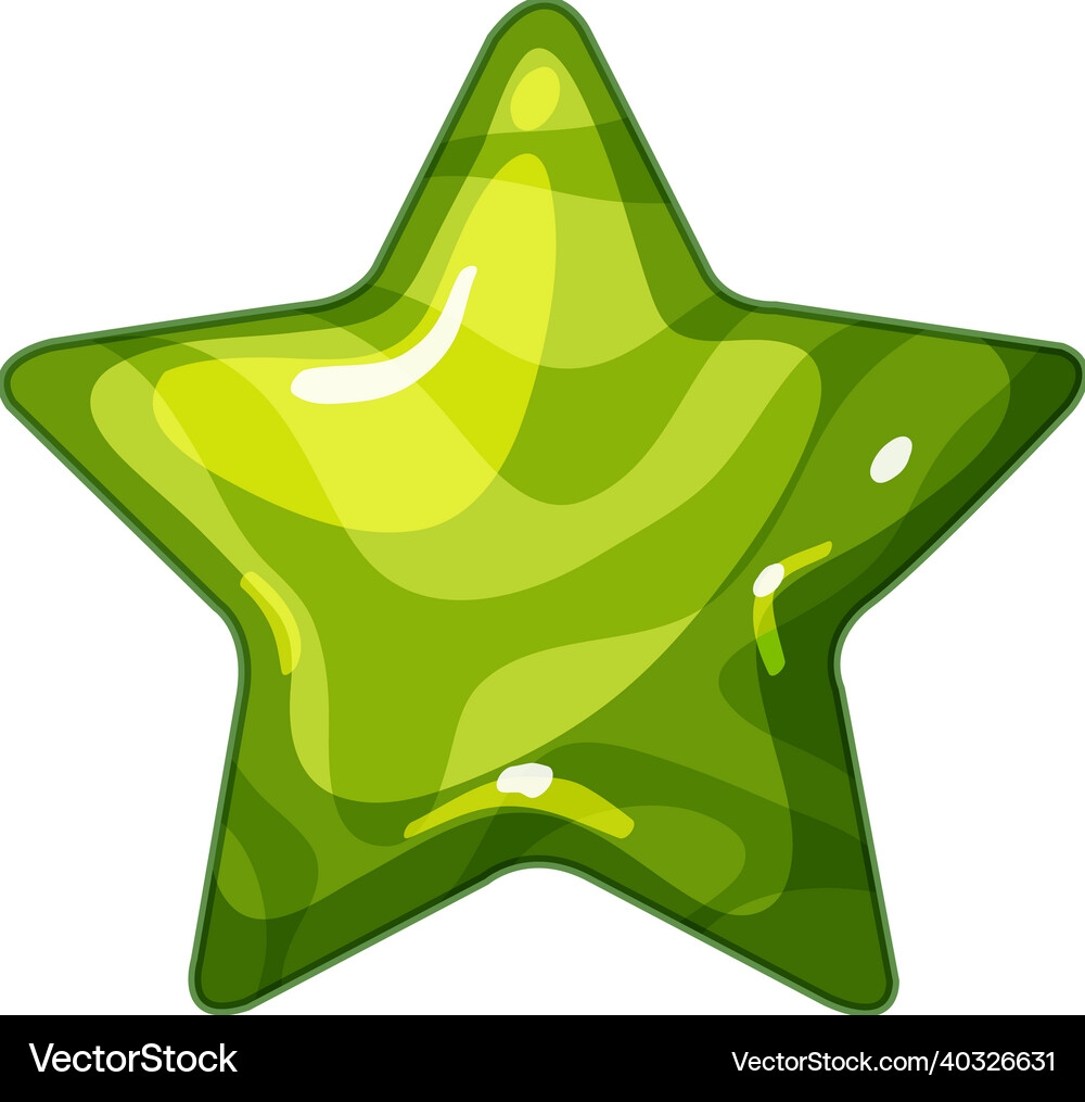 Green star crystal with sparkle isolated Vector Image