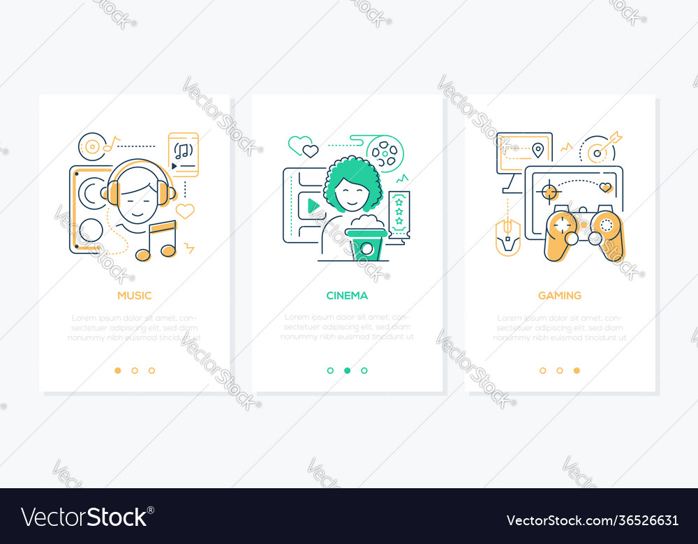 Hobbies - line design style web banners Royalty Free Vector