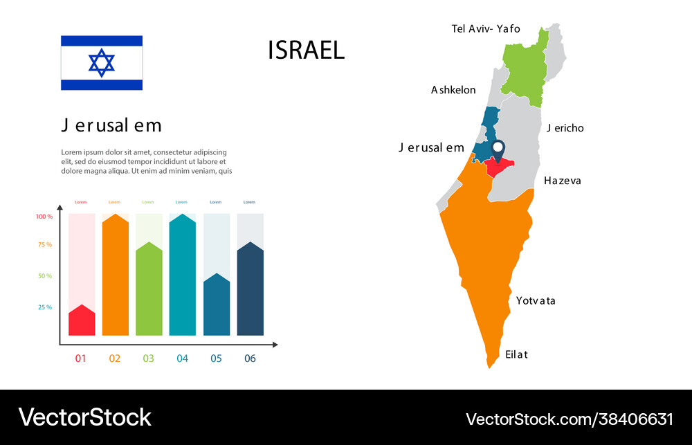 Israel map image a global in form Royalty Free Vector Image