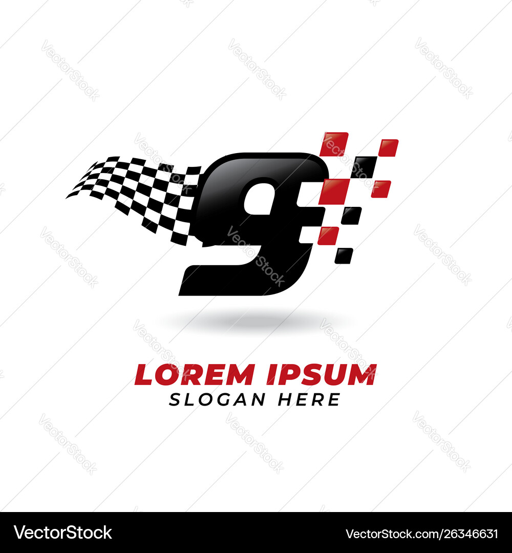 Number nine 9 racing icon symbol design Royalty Free Vector