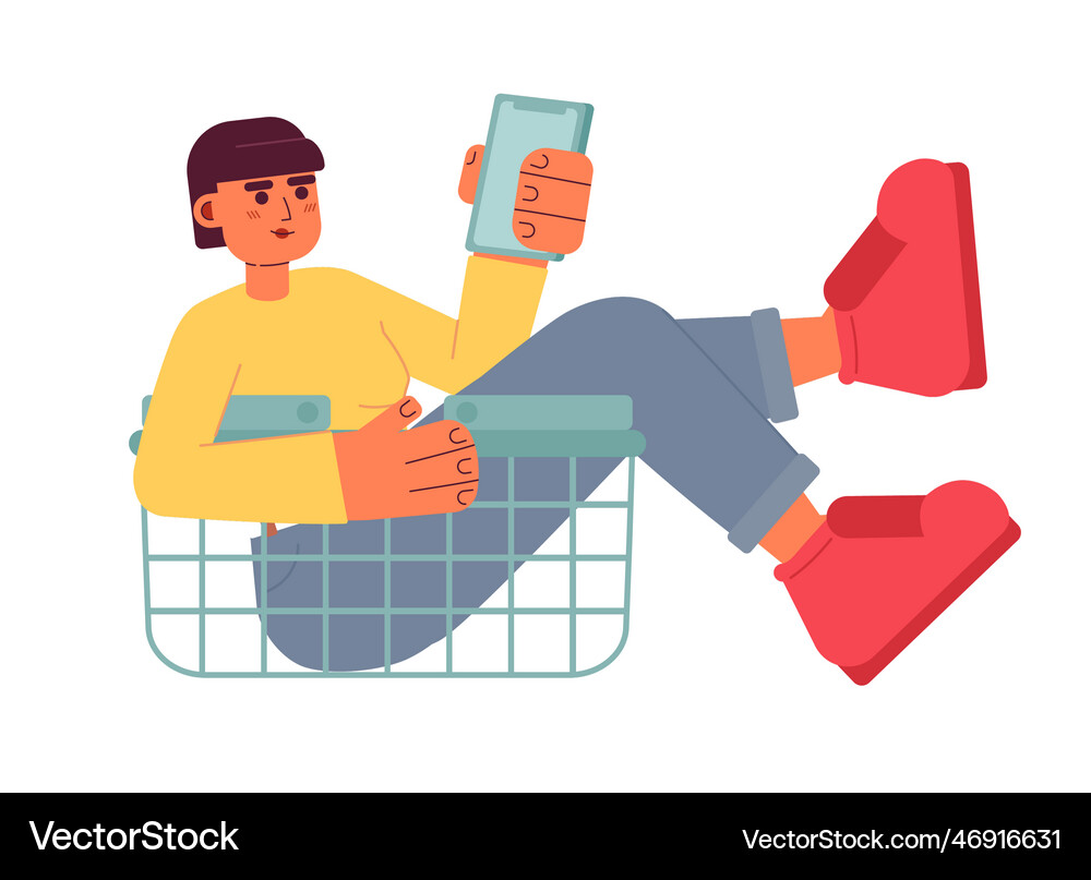 Online customer selecting goods in shopping Vector Image