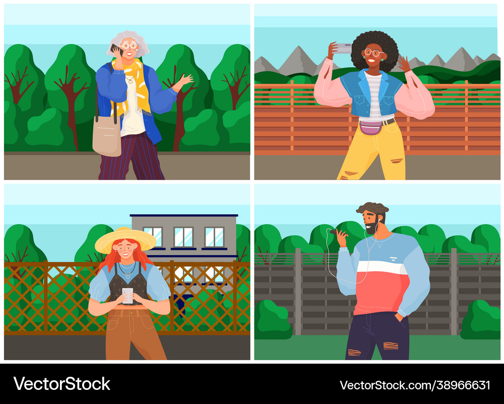 People using smartphones gadget mobile phone Vector Image