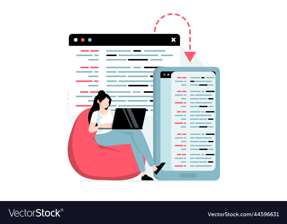 Software development concept with people scene Vector Image