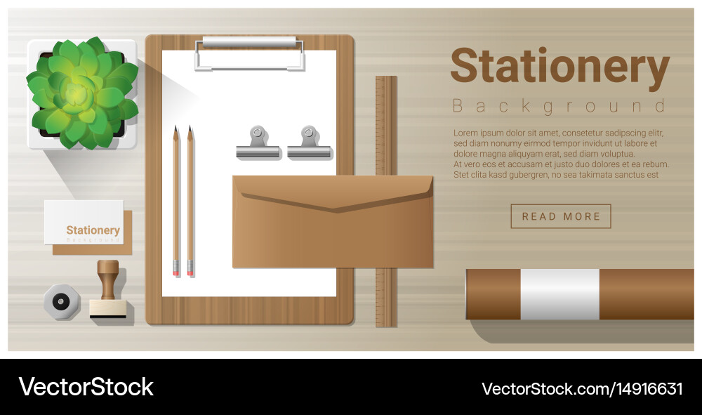 Stationery background with office equipment Vector Image