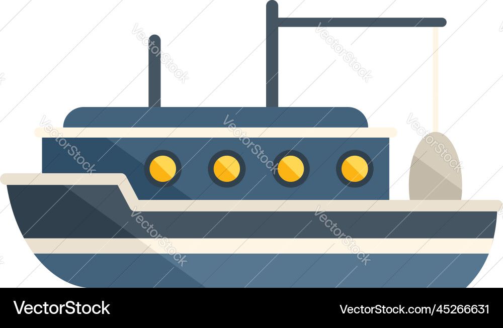 Trawler boat icon flat sea vessel Royalty Free Vector Image