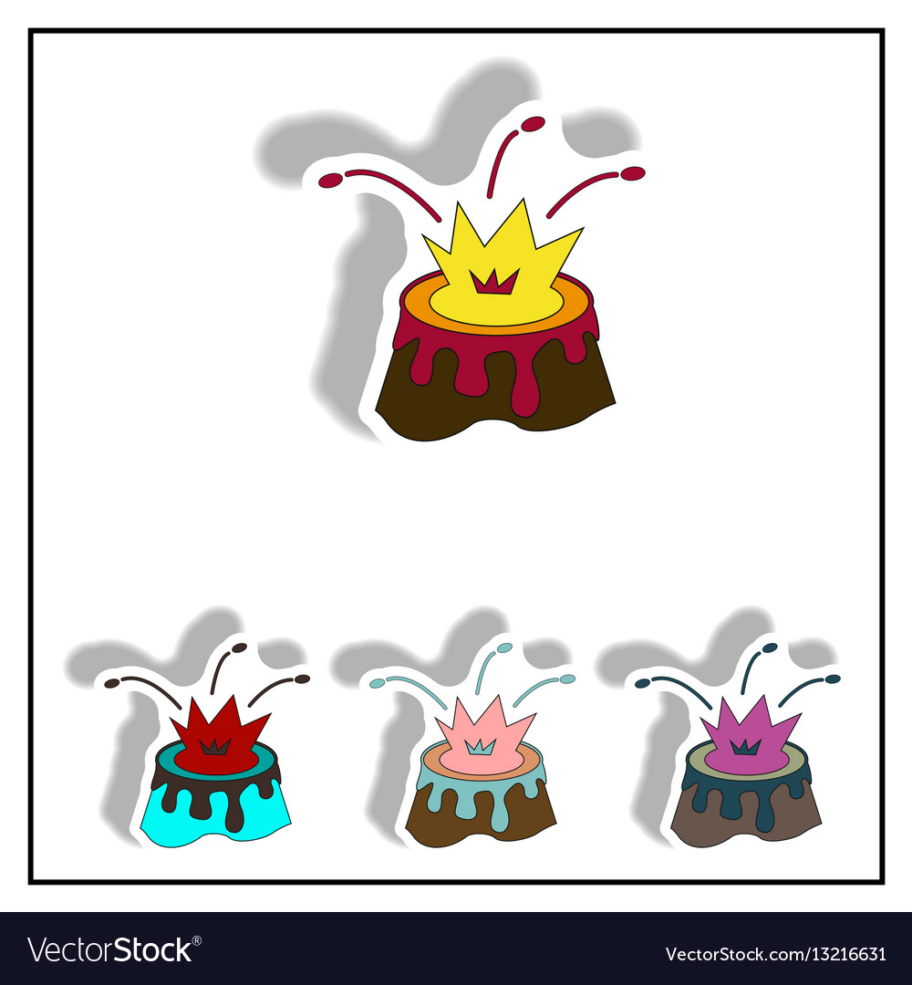 Volcano mountain top exploding sticker Royalty Free Vector