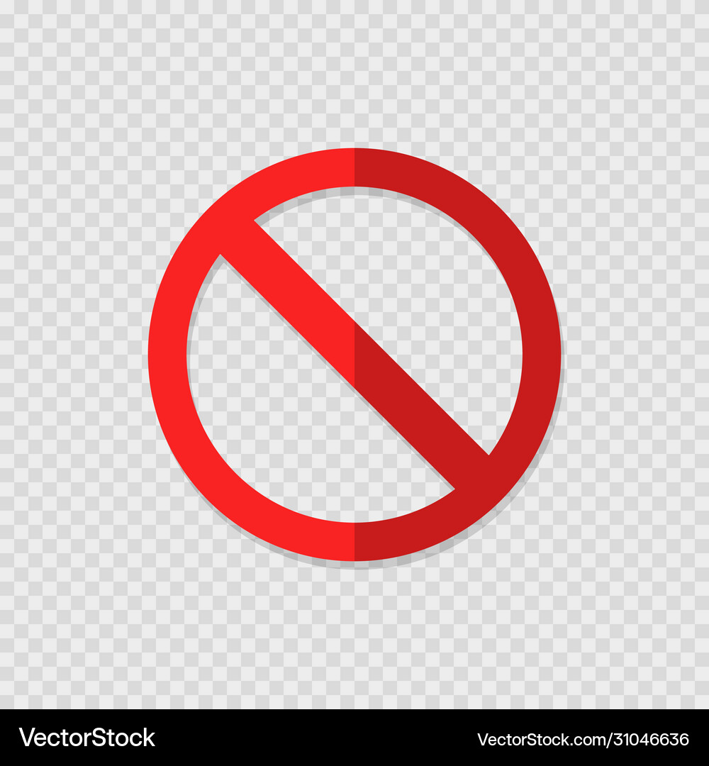 Ban sign on transparent background with shadow Vector Image