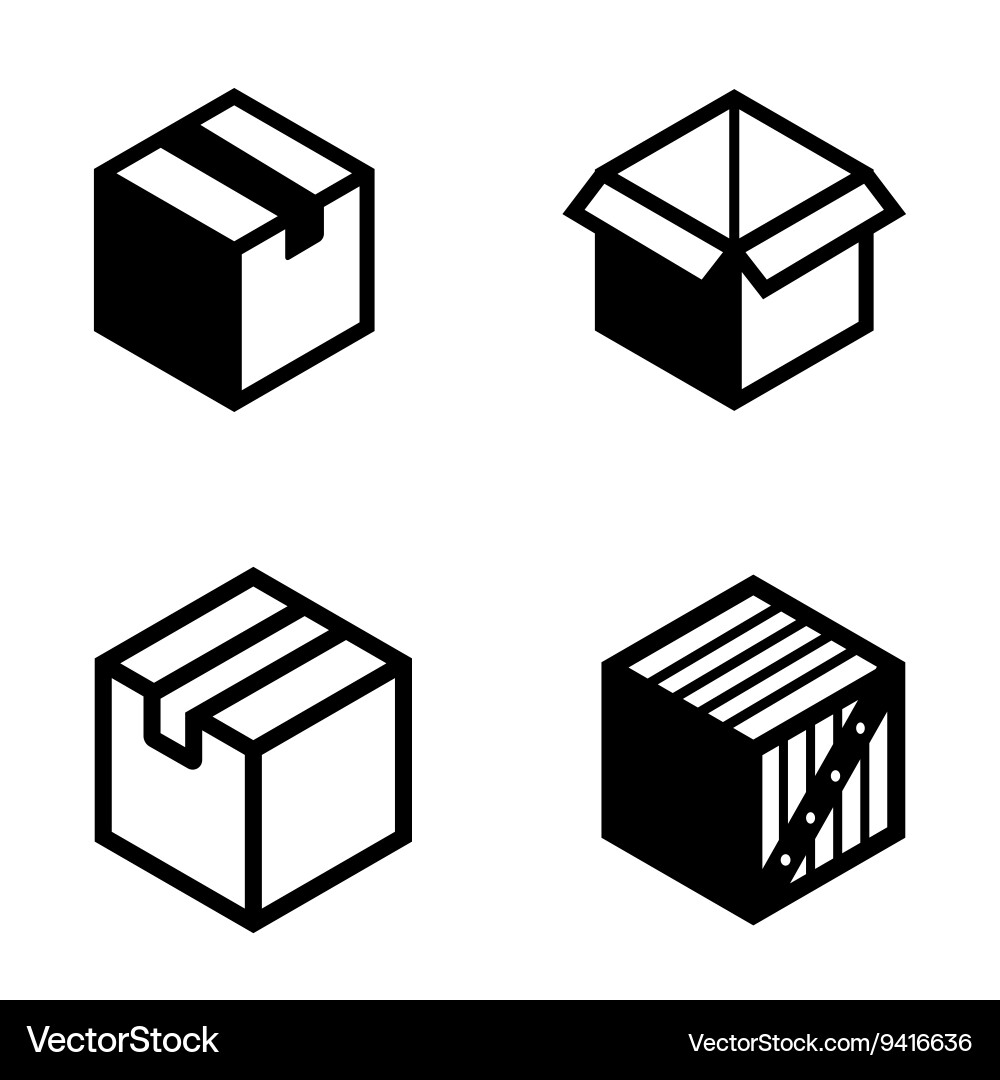 Black boxs pictograph icons set Royalty Free Vector Image