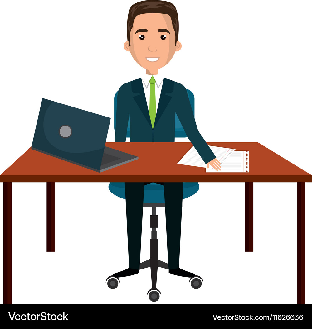Businessman character working in the office Vector Image