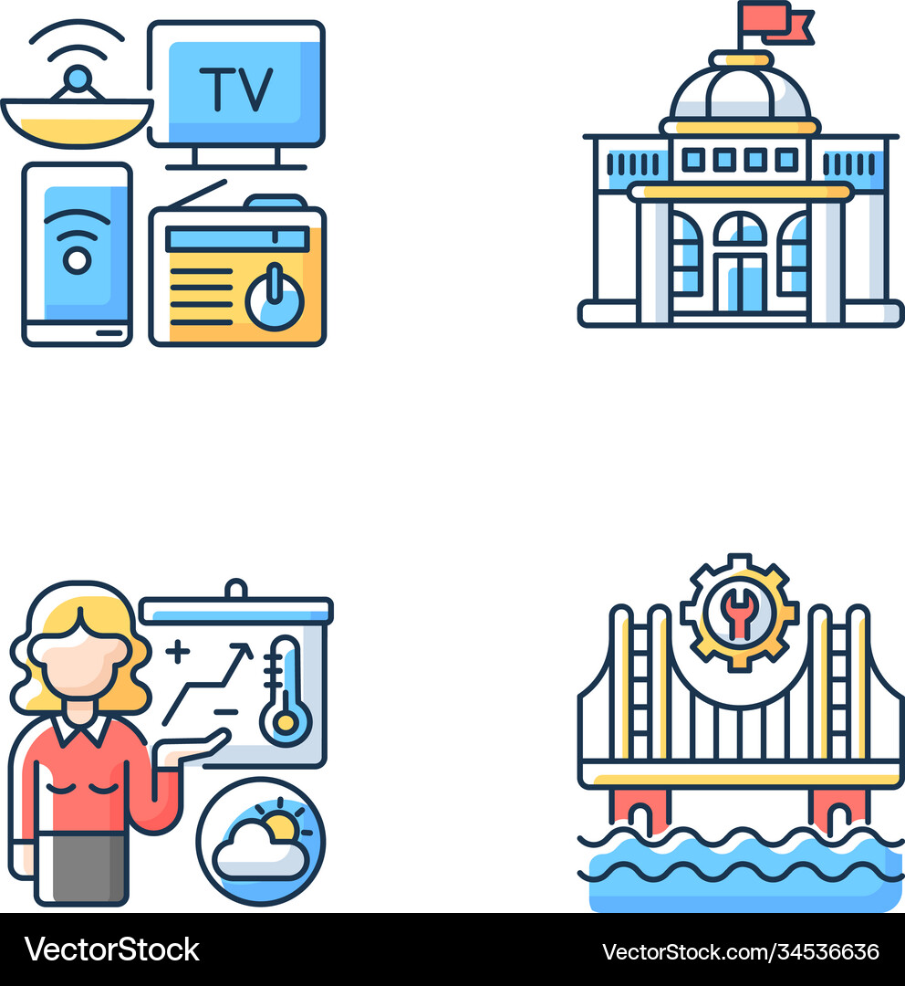 Core services rgb color icons set Royalty Free Vector Image