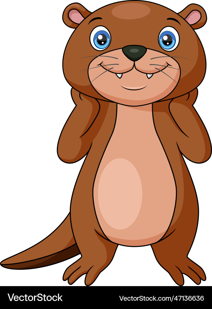 Cute otter cartoon on white background Royalty Free Vector