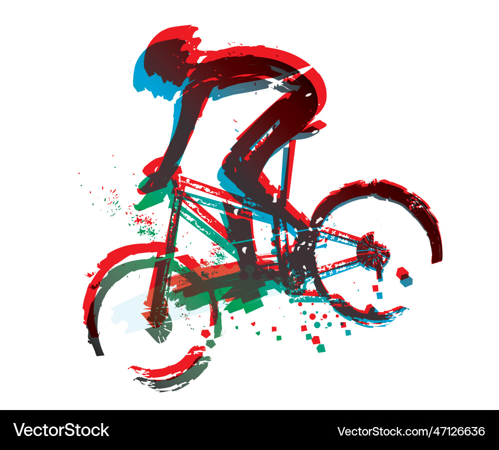 Mountain biker in full speed racer Royalty Free Vector Image