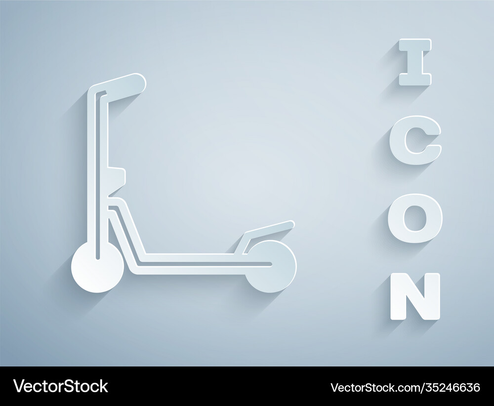 Paper cut roller scooter for children icon Vector Image