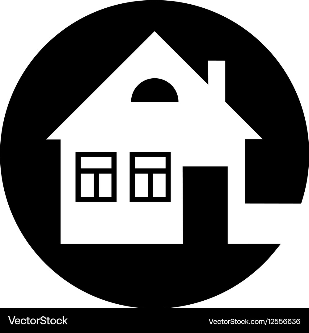 Round home icon with chimney and window Royalty Free Vector