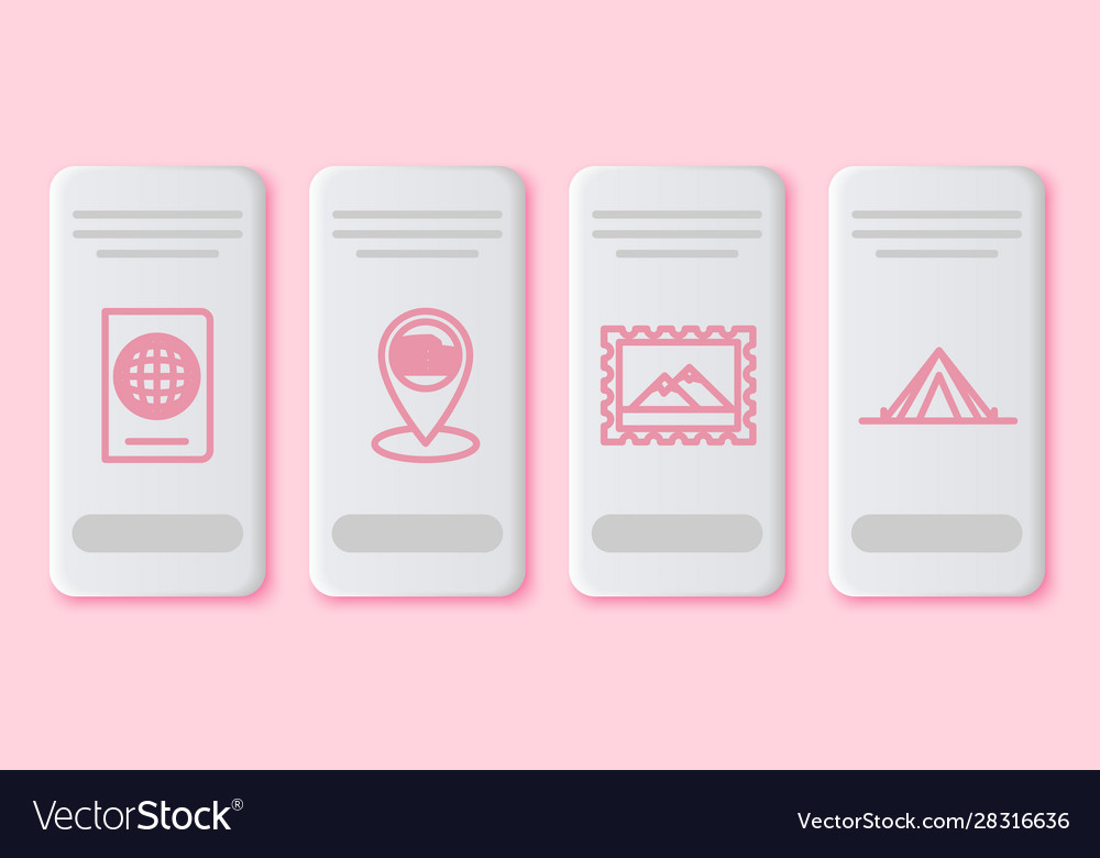 Set line passport with biometric data map pointer Vector Image