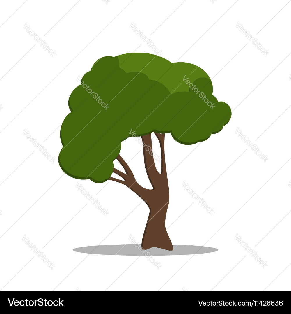 Stylized green tree in cartoon style Royalty Free Vector