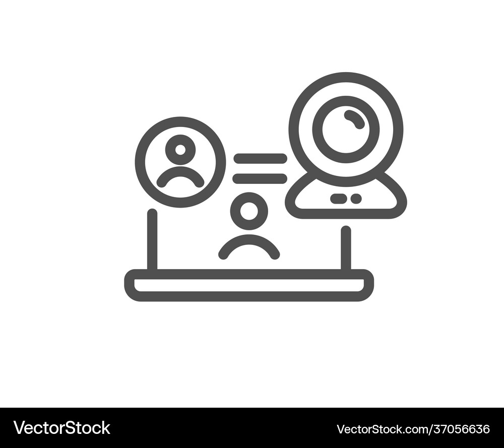 Video conference line icon online training sign Vector Image