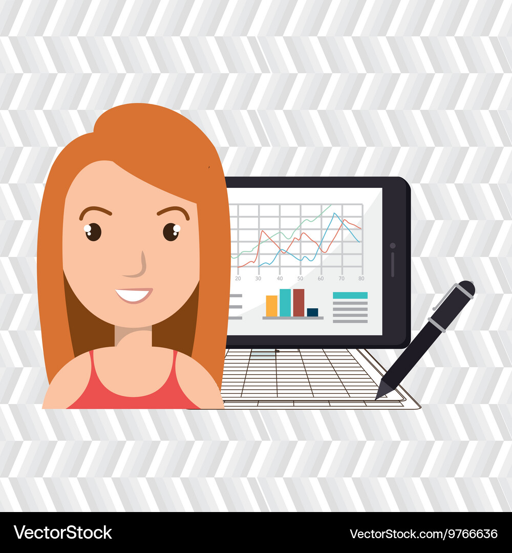 Woman with pc isolated icon design Royalty Free Vector Image