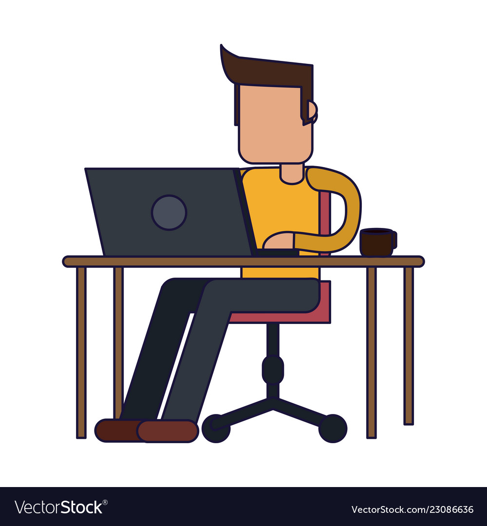 Working with computer avatar Royalty Free Vector Image