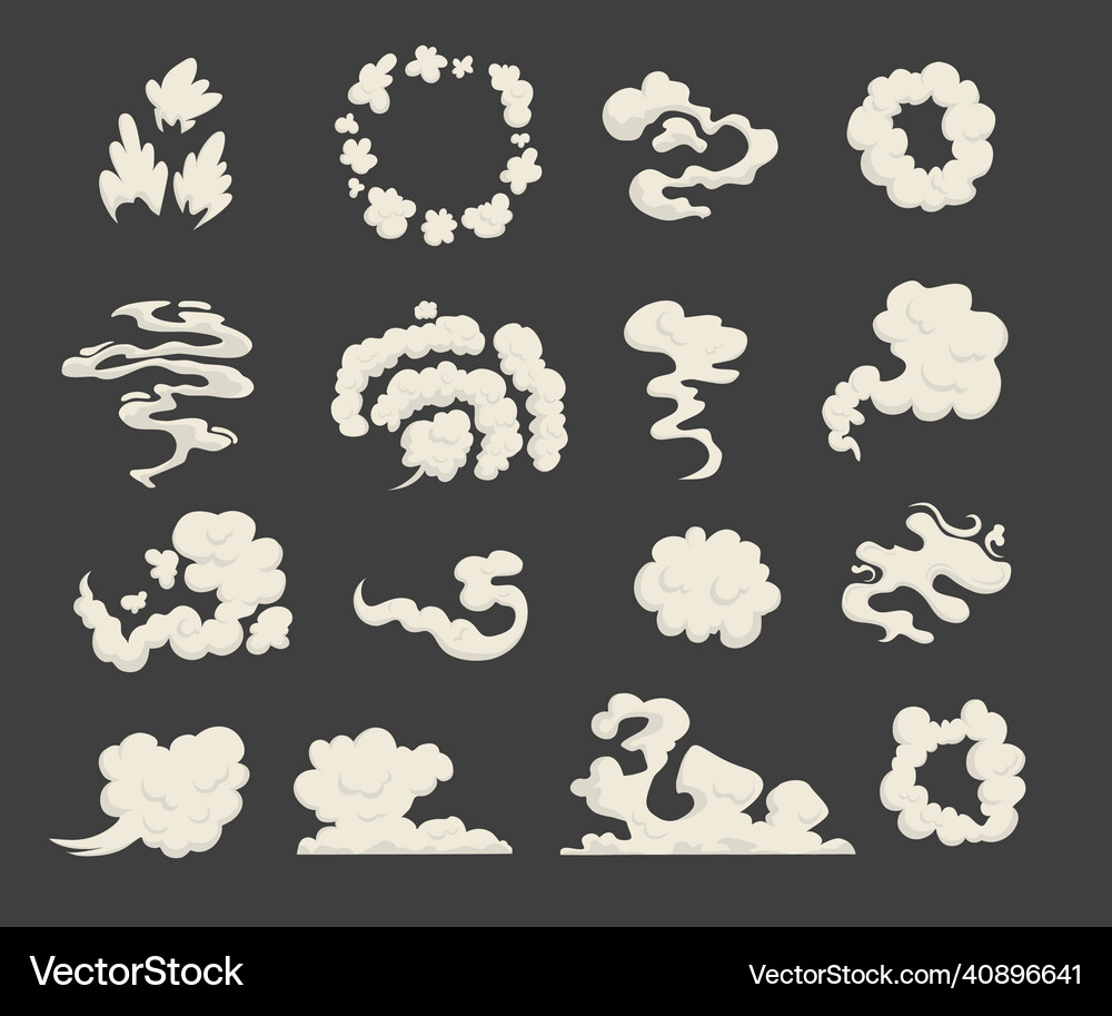 Cartoon dust clouds comic cloud shape spray air Vector Image