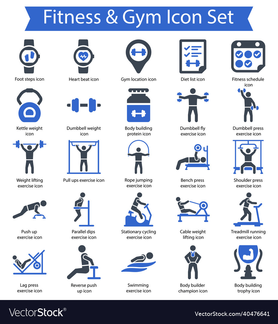 Fitness gym icon set Royalty Free Vector Image Fitness gym icon set Royalty Free Vector Image