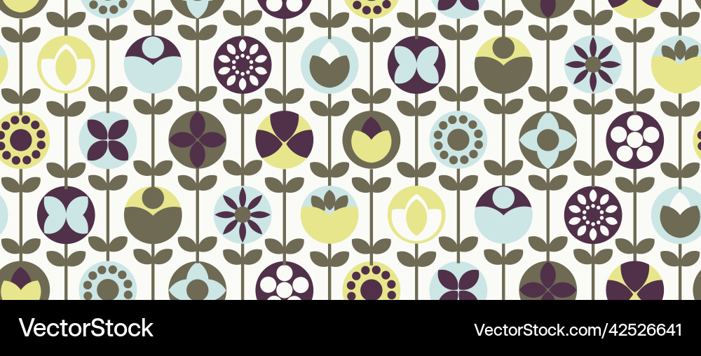 Flowers and plants in blossom blooming pattern Vector Image