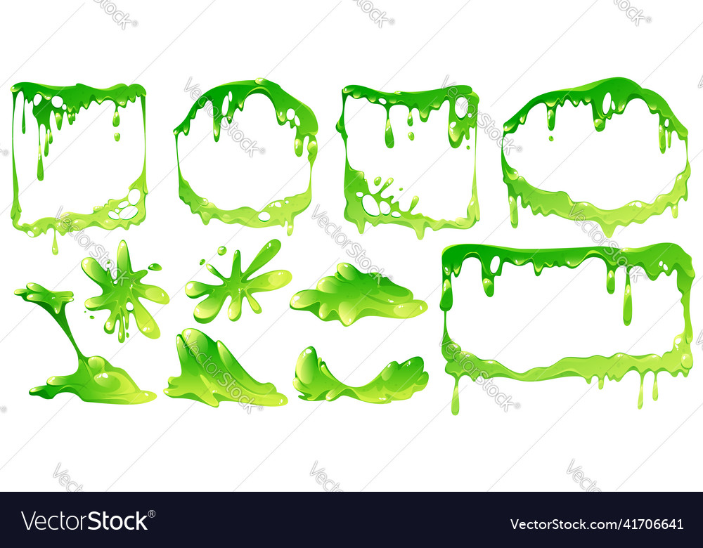 Green slime frames or elements isolated set Vector Image