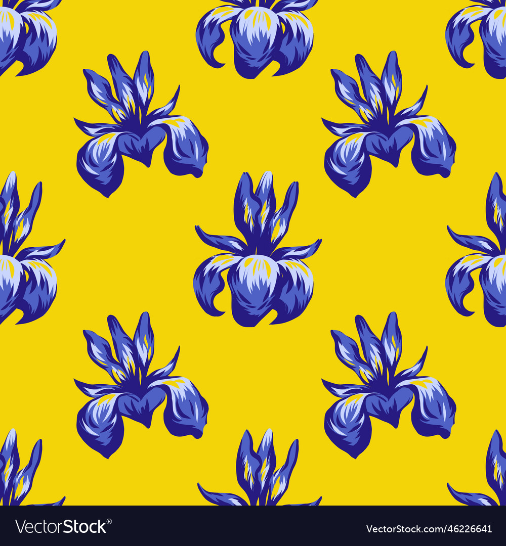 Iris flowers seamless pattern Royalty Free Vector Image