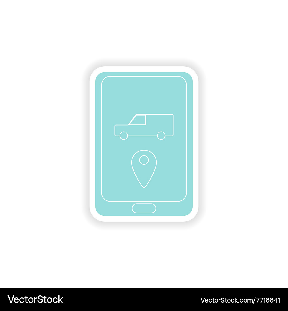 Paper sticker on white background mobile phone Vector Image