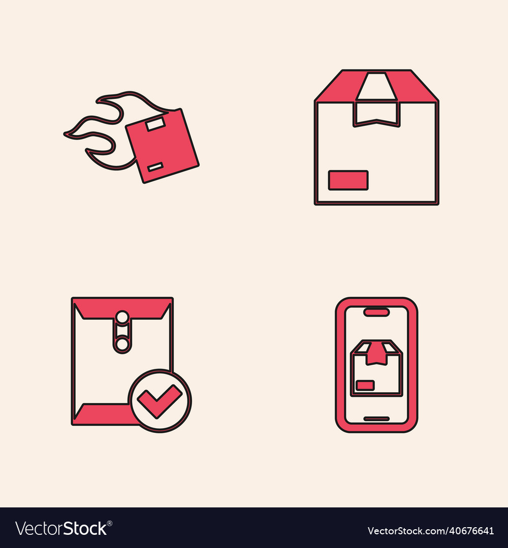 Set mobile app delivery tracking carton cardboard Vector Image