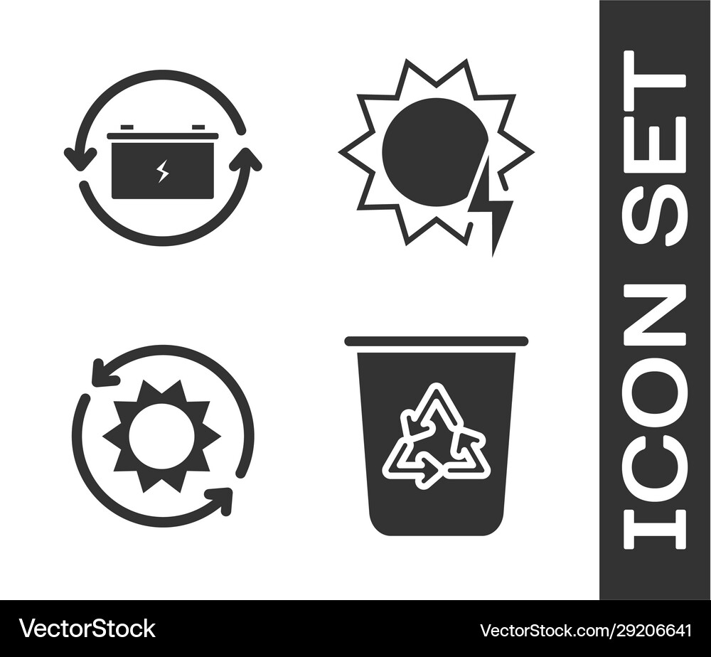 Set recycle bin with recycle symbol battery Vector Image