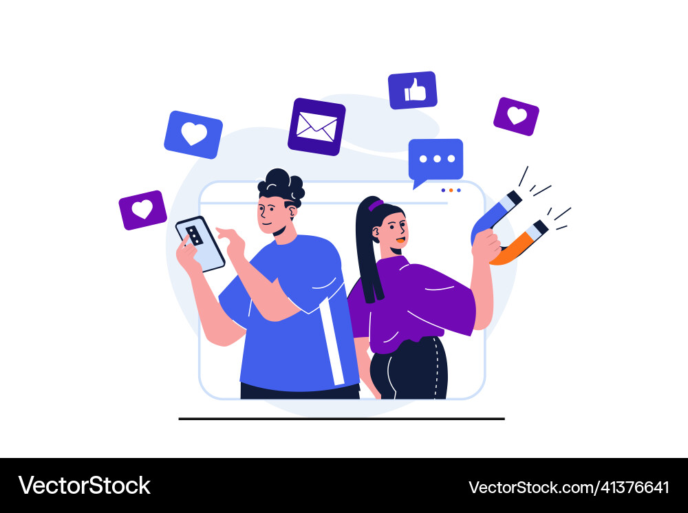 Social media marketing modern flat concept for web