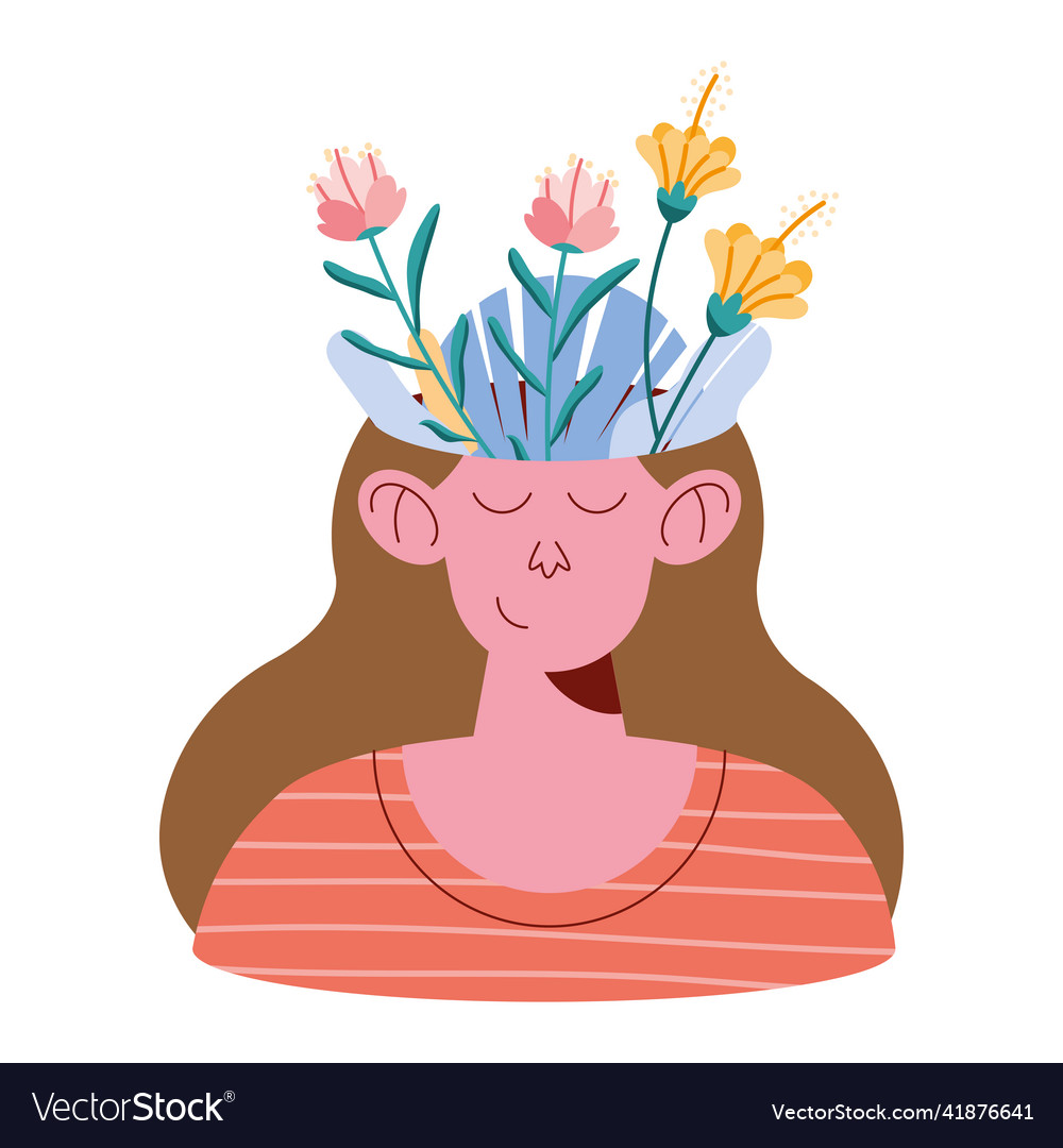 Woman mental health character Royalty Free Vector Image
