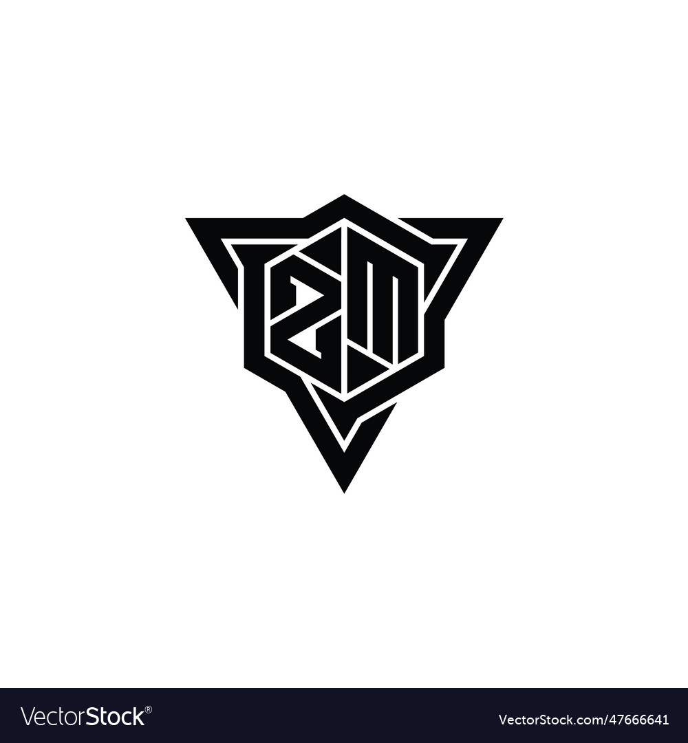 Zm logo monogram hexagon shape with triangle Vector Image Zm logo monogram hexagon shape with triangle Vector Image