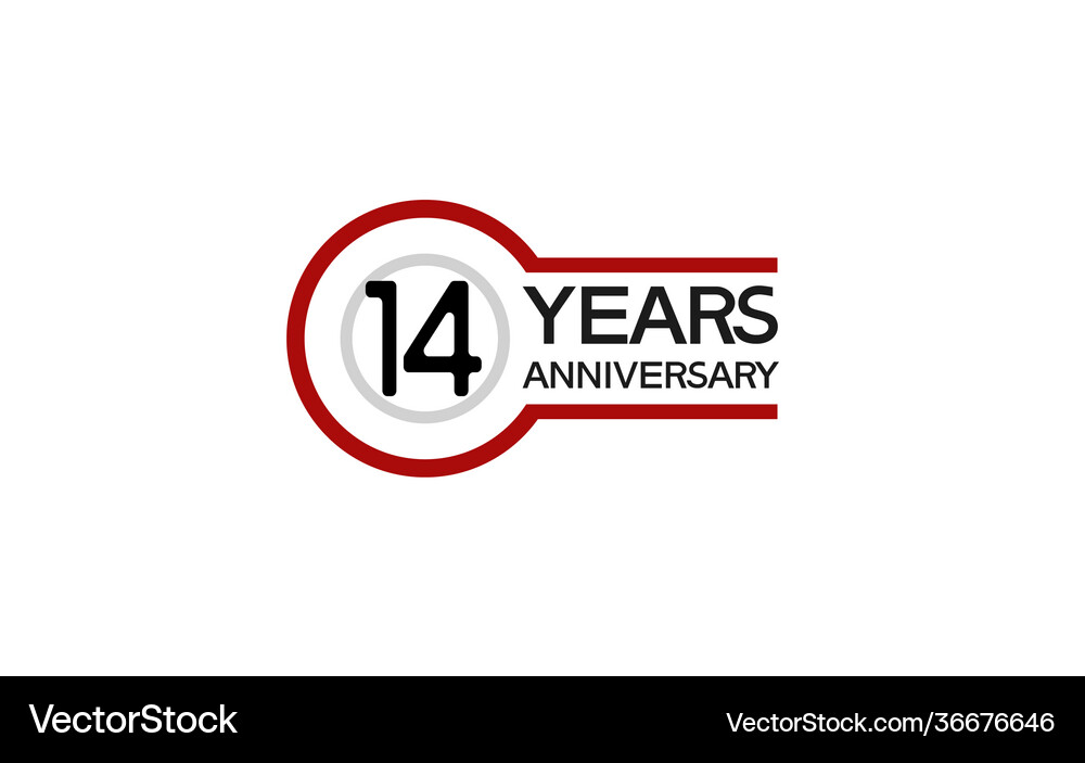 14 years anniversary with circle outline red Vector Image
