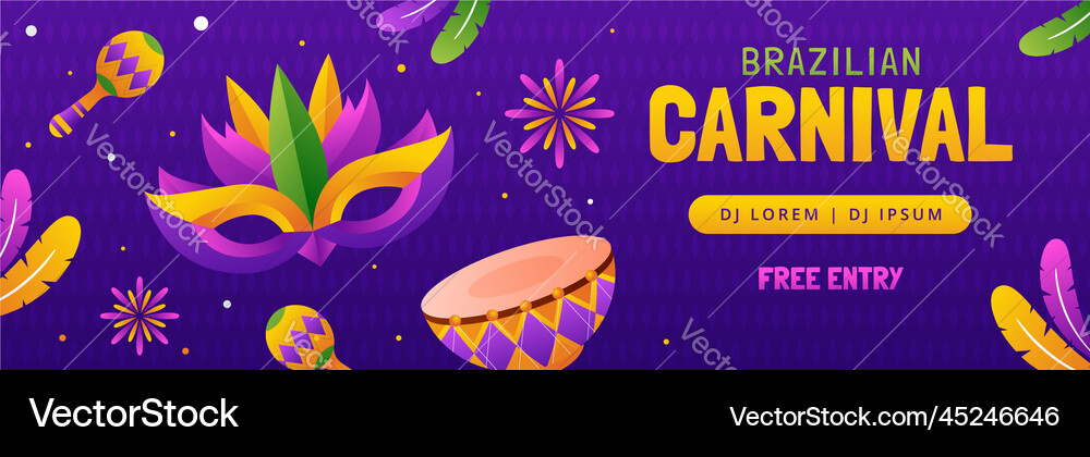 Brazilian carnival horizontal banner design Vector Image