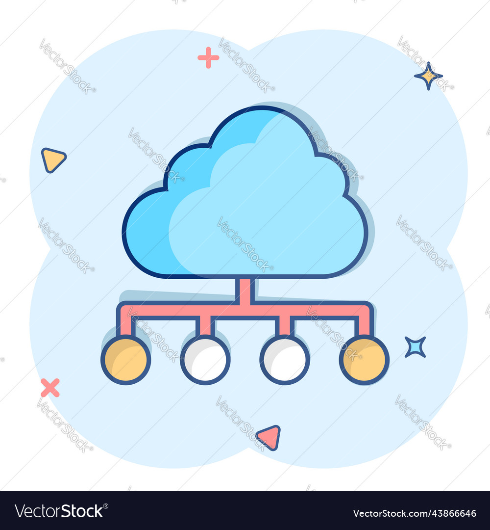 Cartoon cloud computing technology icon in comic Vector Image