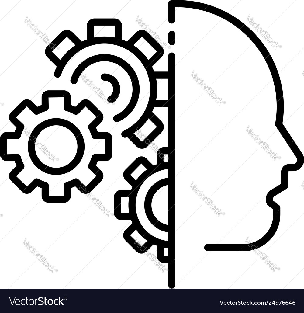 Gearwheel humanoid head icon outline style Vector Image Gearwheel humanoid head icon outline style Vector Image