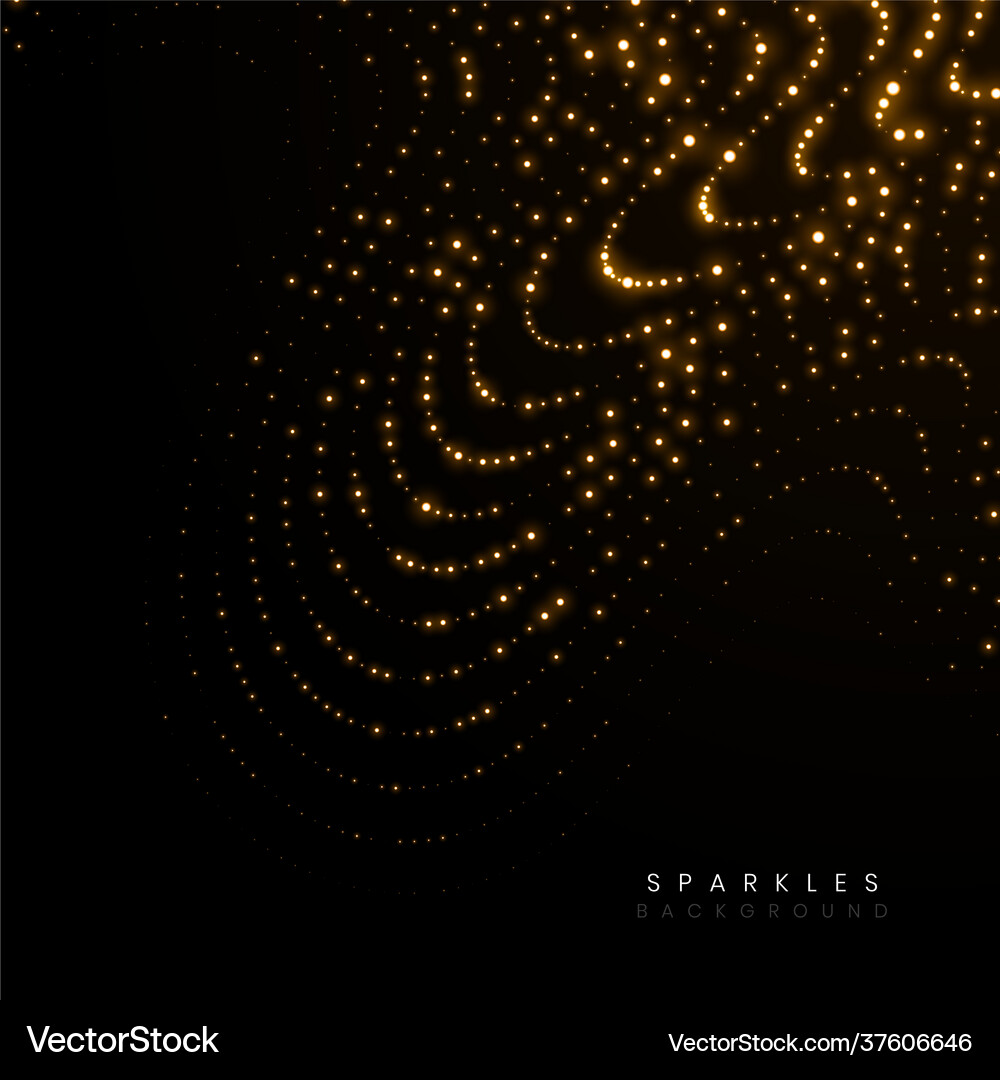 Golden sparkles flowing glitter wavy lines Vector Image