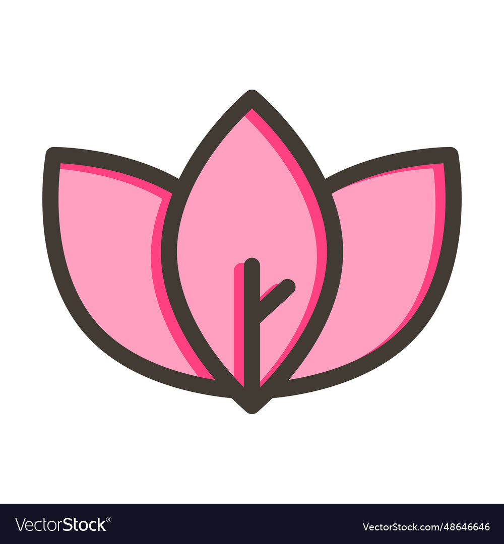 Lotus thick line filled colors icon for personal Vector Image