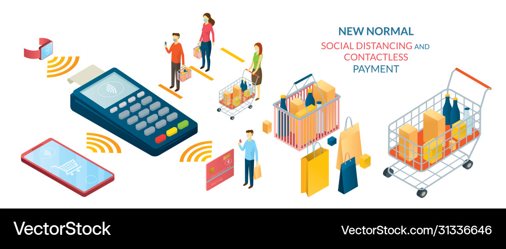 New normal people in social distancing and Vector Image