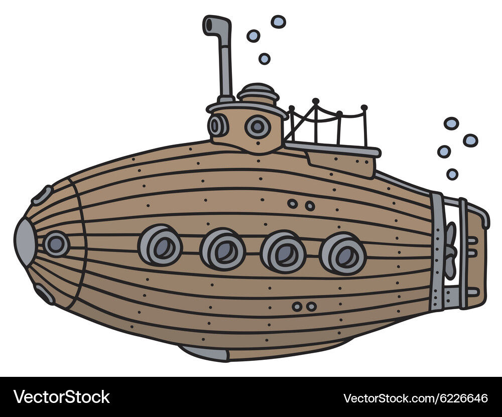 Old wooden submarine Royalty Free Vector Image