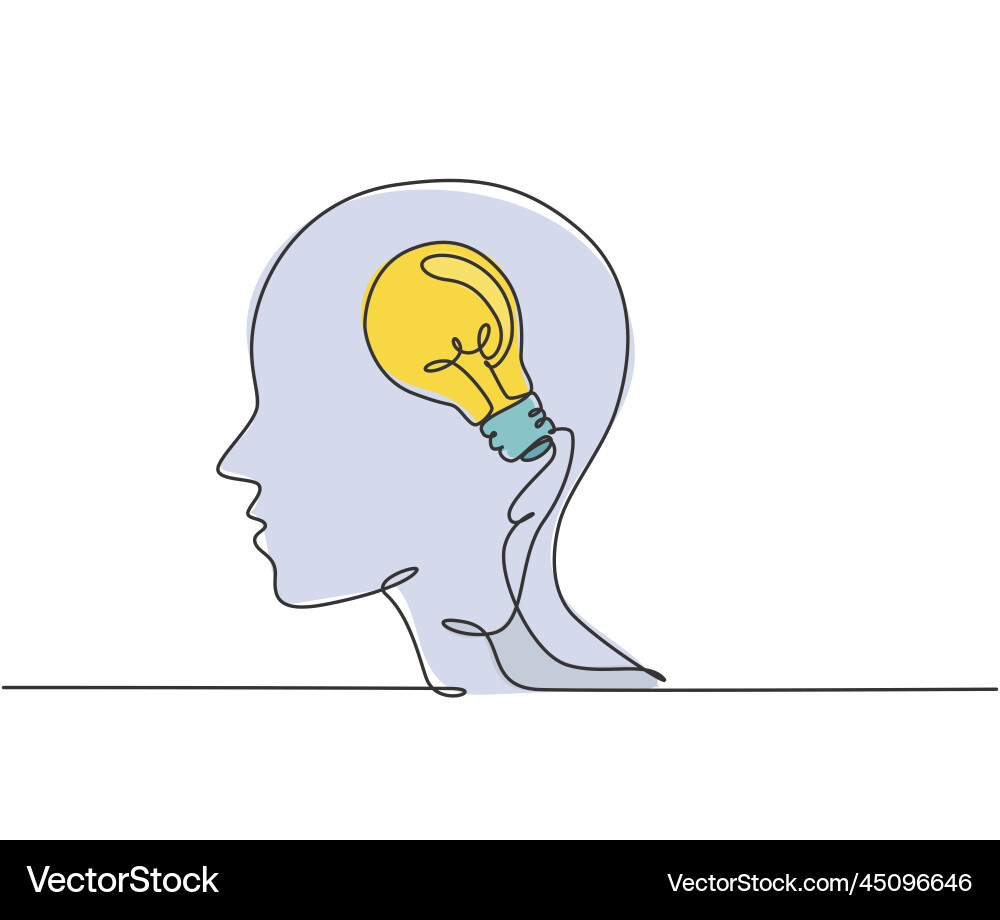 One continuous line drawing of human man head Vector Image