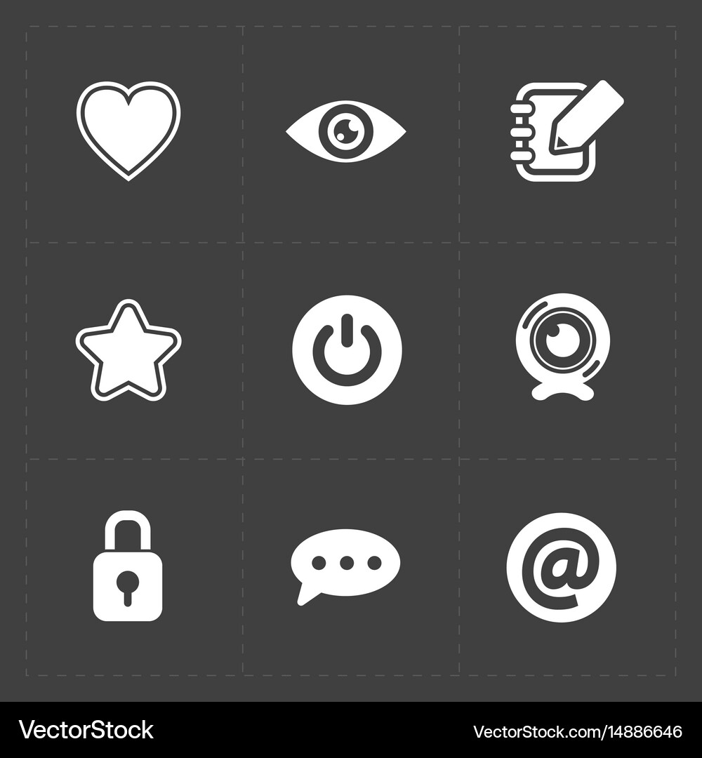 Six white flat social icons set Royalty Free Vector Image