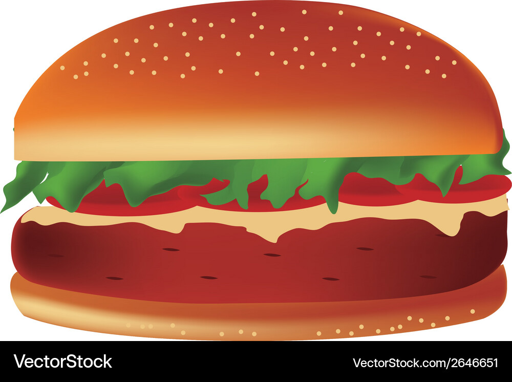 A delicious hamburger with tomato cheese Vector Image