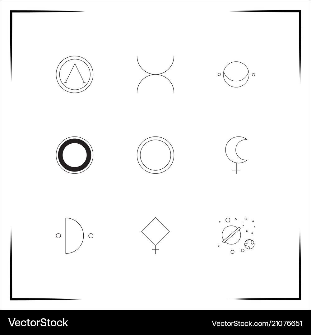 Astrology icons set outlined linear icons Vector Image