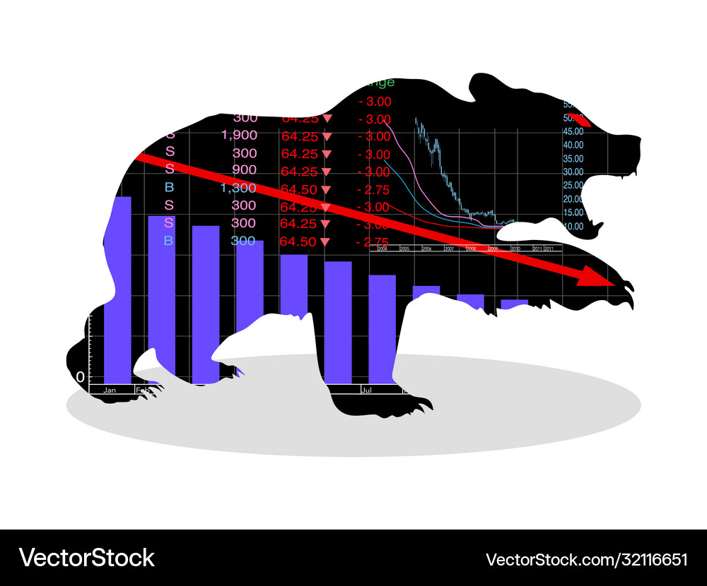 Bear market financial stock graph Royalty Free Vector Image