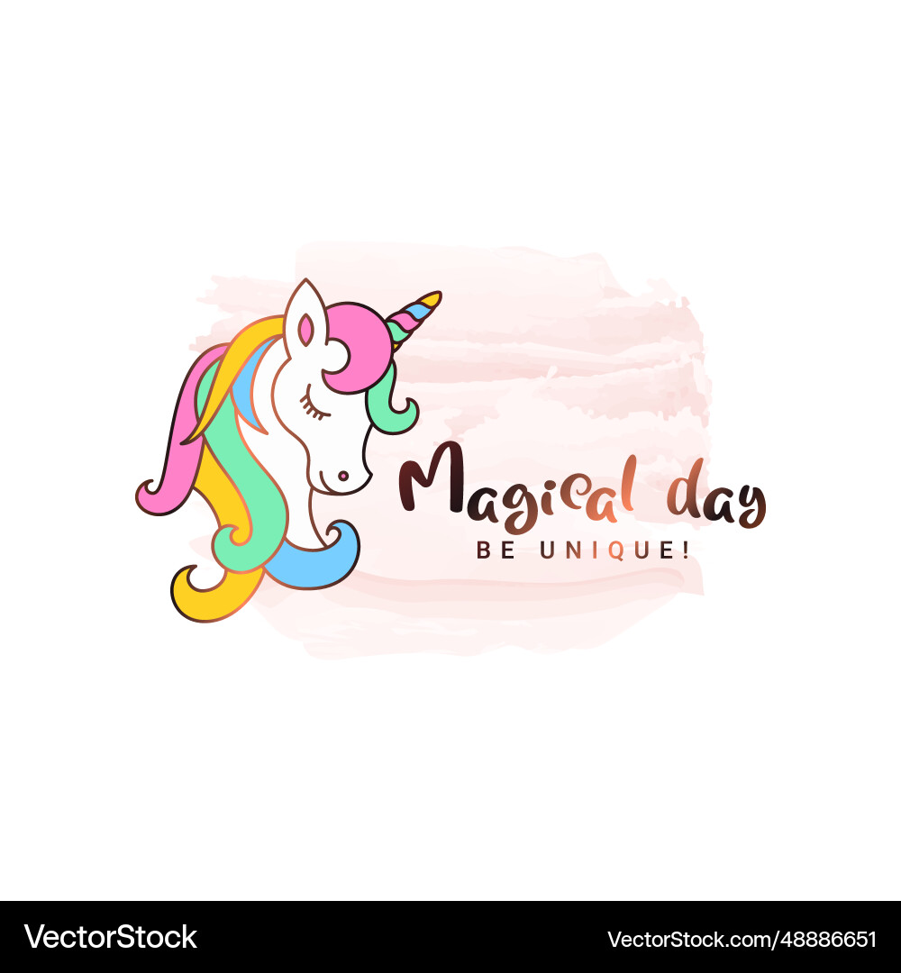 Cute unicorn logo on white background Royalty Free Vector
